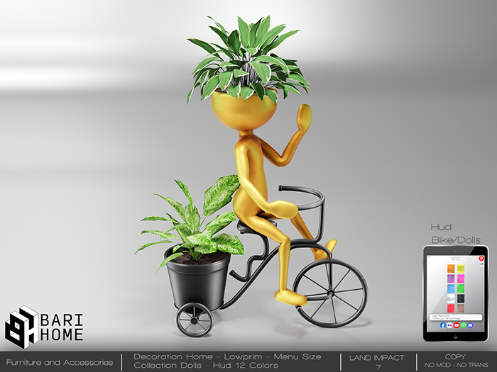 Second Life Marketplace - [BARI HOME] Collection Dolls Plant Vase - Bicycle